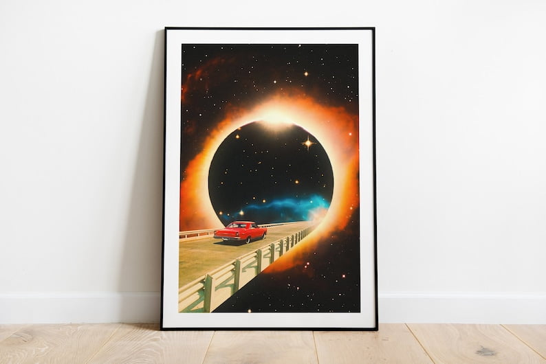 Cosmic Highway | Retro Futurism | Space Art | Vintage Collage | Surreal ...