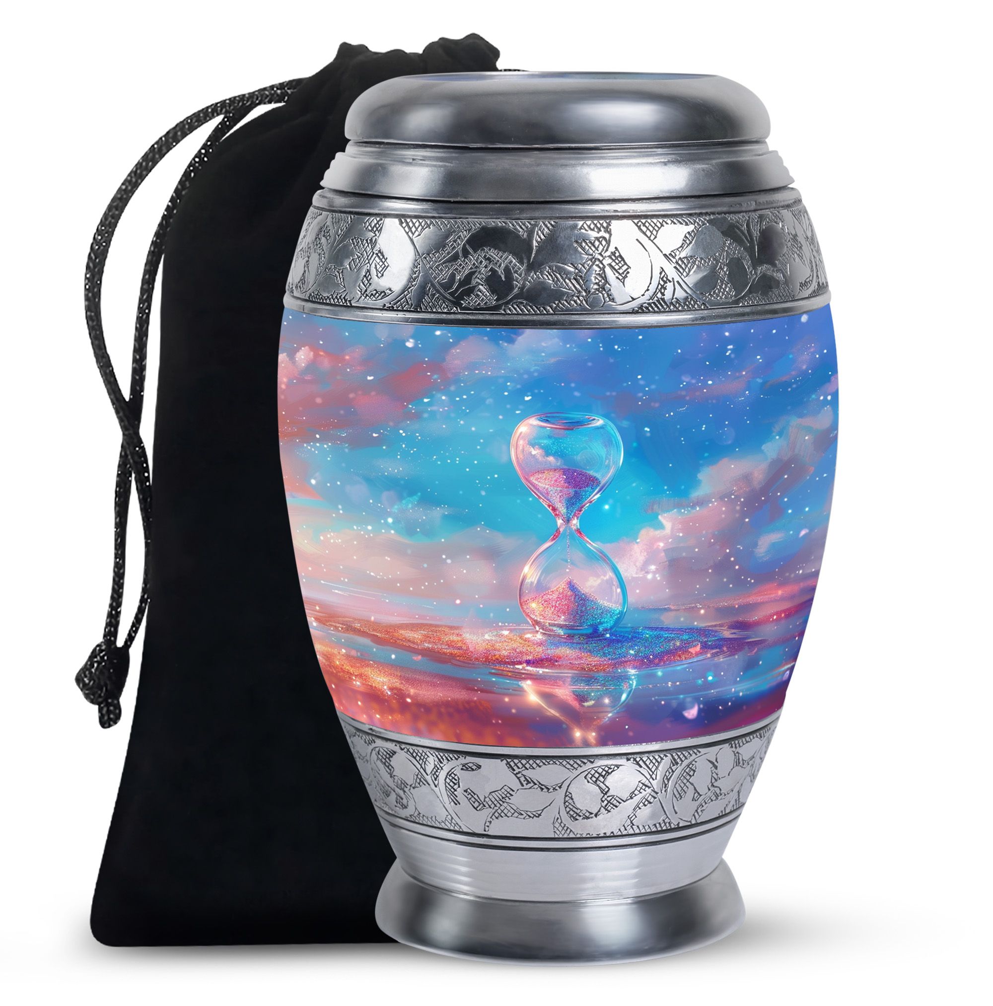 Cosmic Hourglass Cremation Urn, Decorative Urns For Human Ashes, Large ...