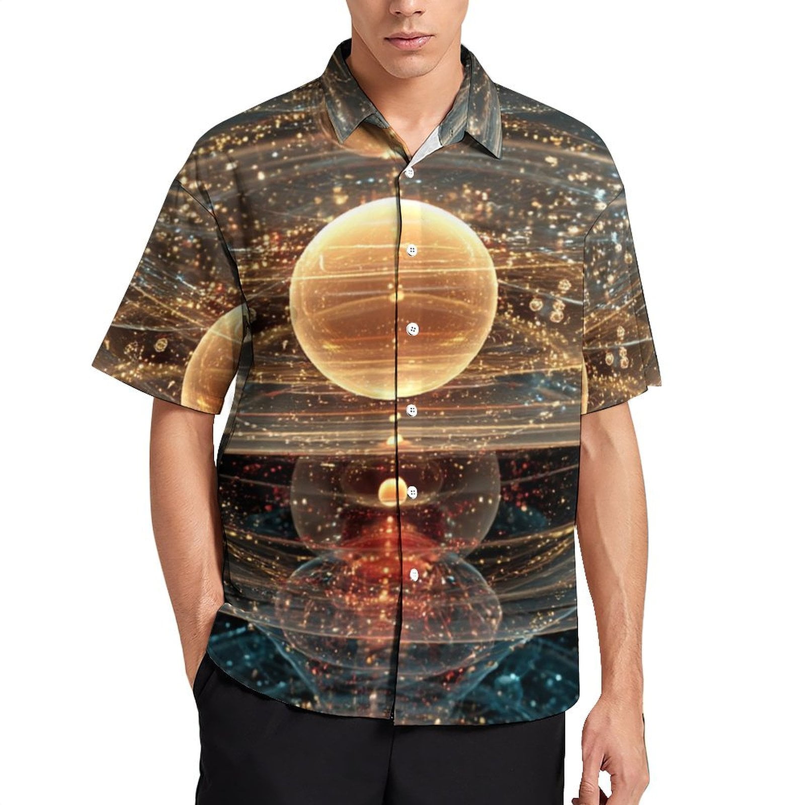 Cosmic Layered Universe Fractal Art Men's Shirt Short Sleeves Printed ...
