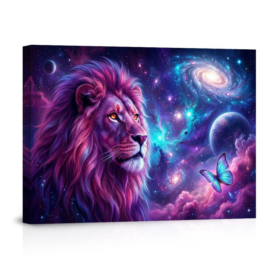 Cosmic Lion With Butterfly In Vibrant Fantasy Wildlife Modern For Teen ...