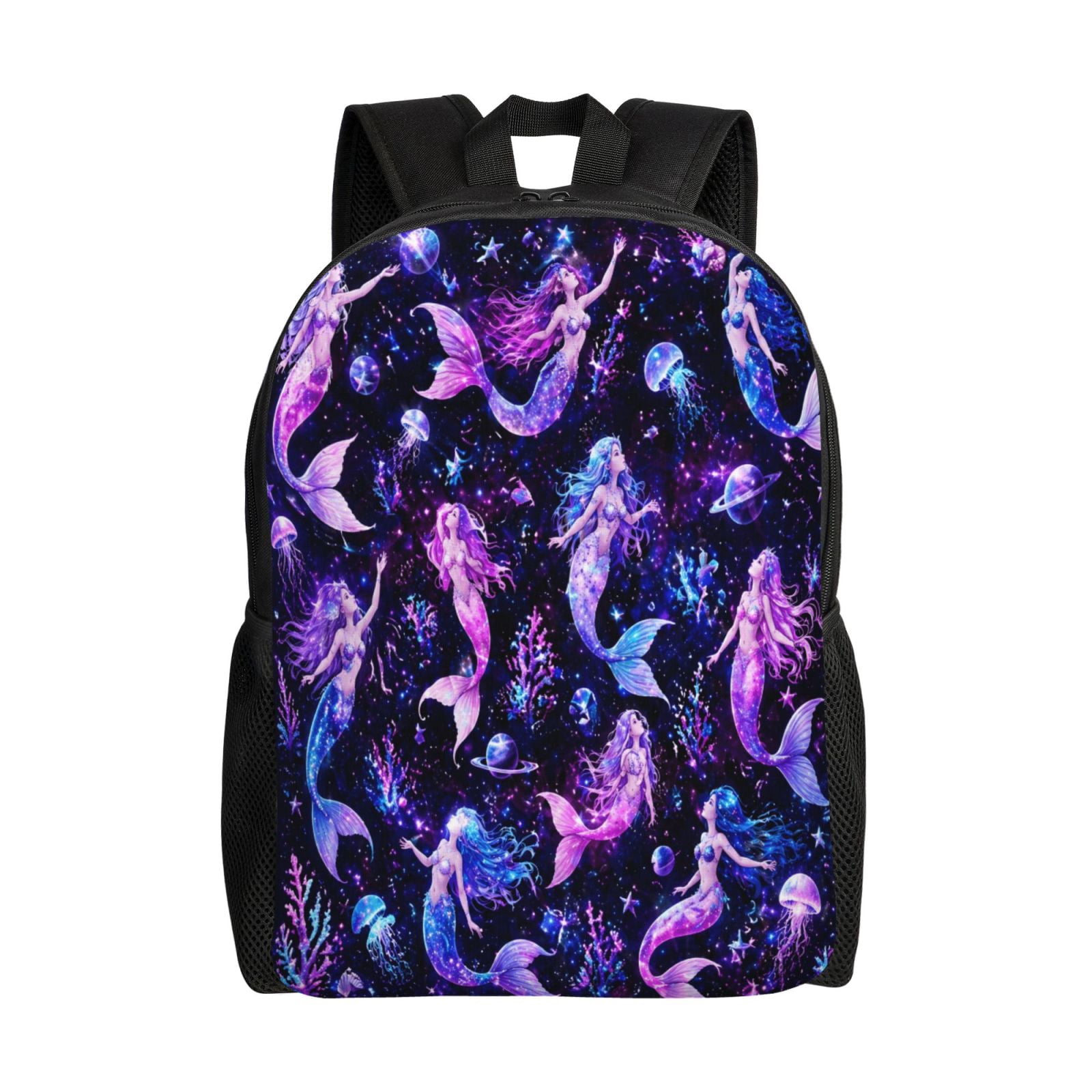 Cosmic Mermaid Backpack Full Front Print Travel Laptop Bag for Men and ...