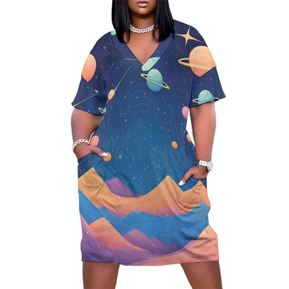 Cosmic Mountain Dream Loose Pocket Dress Dresses Summer Summer Dresses ...