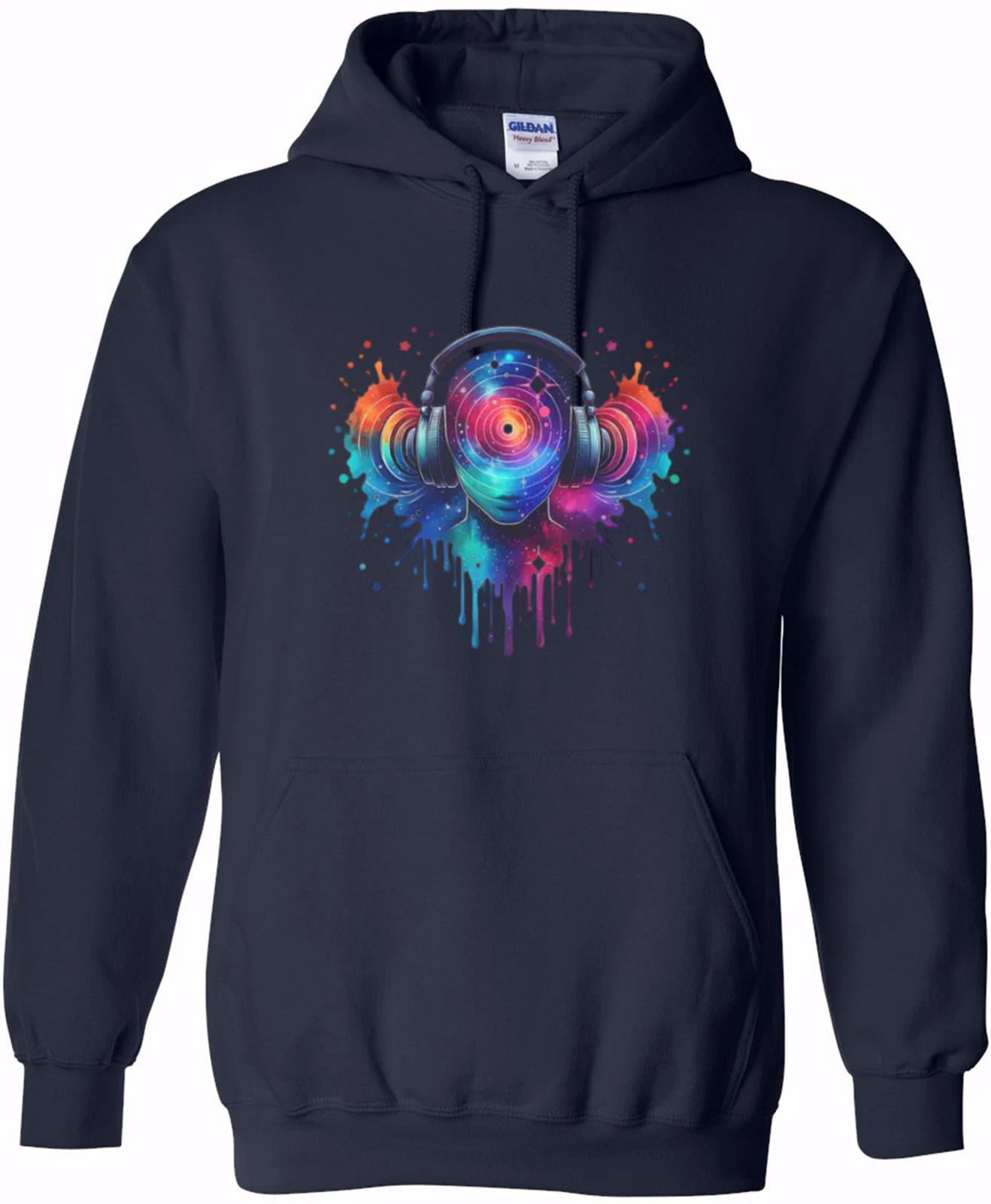 Cosmic Music Rave Hoodie with DJ Neon Galaxy Party Art, for men & women ...