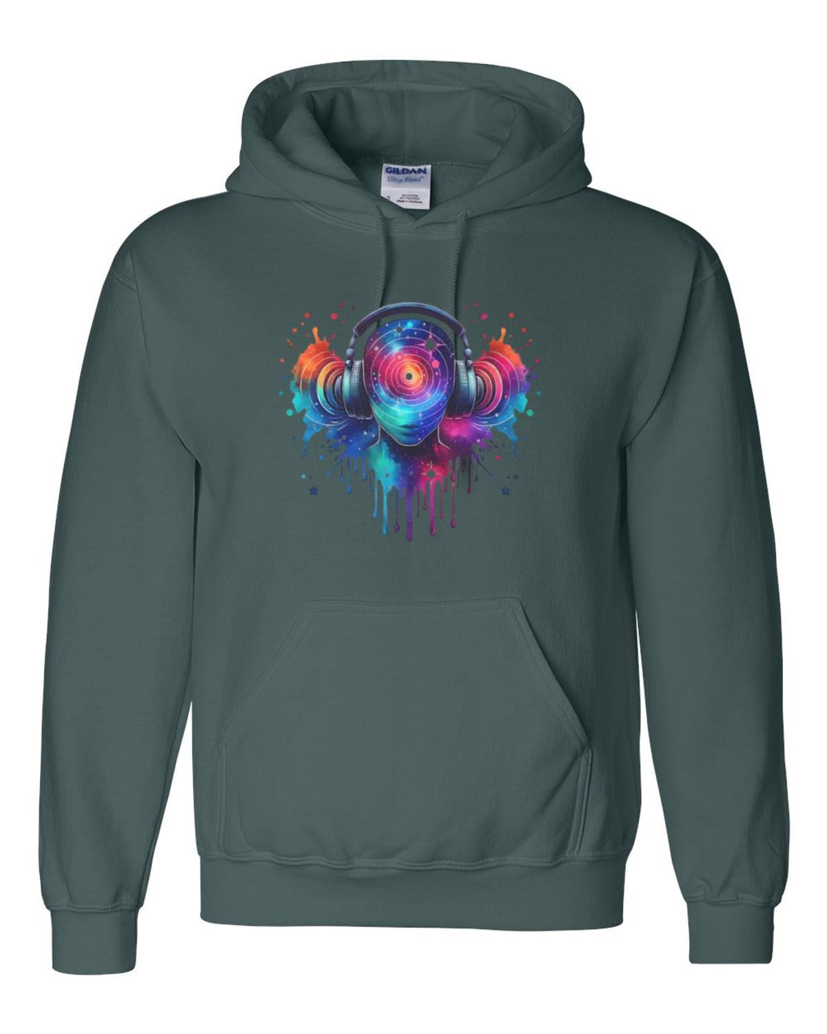 Cosmic Music Rave Hoodie with DJ Neon Galaxy Party Art, for men & women ...