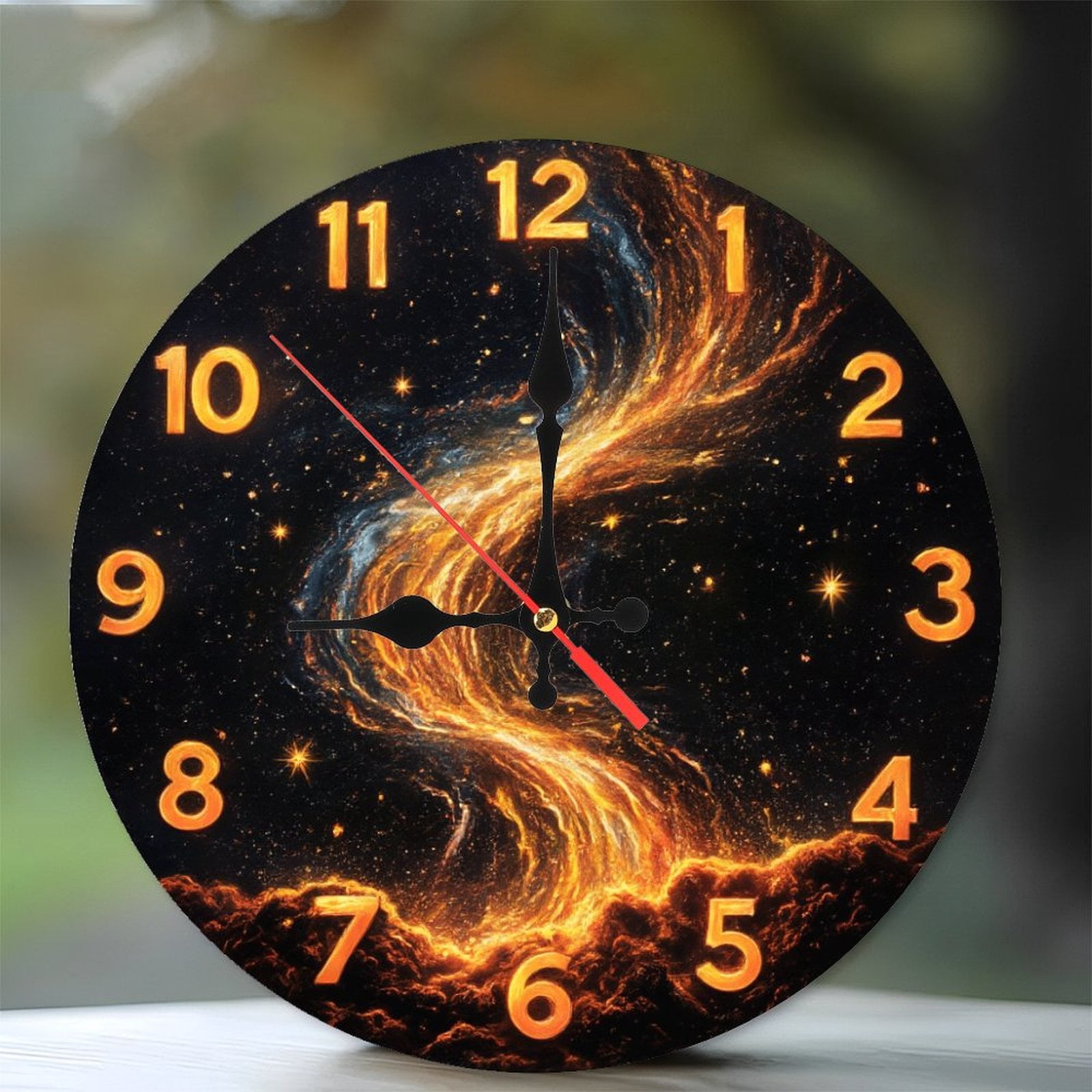 Cosmic Nebula Clock Wall Art Home Decor 10-Inch Silent Wooden Wall ...