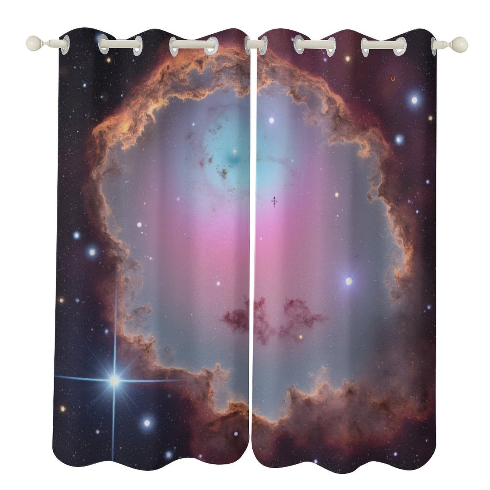 Cosmic Nebula Glow 2 Panels Curtains for Bedroom Living Room Drapes ...