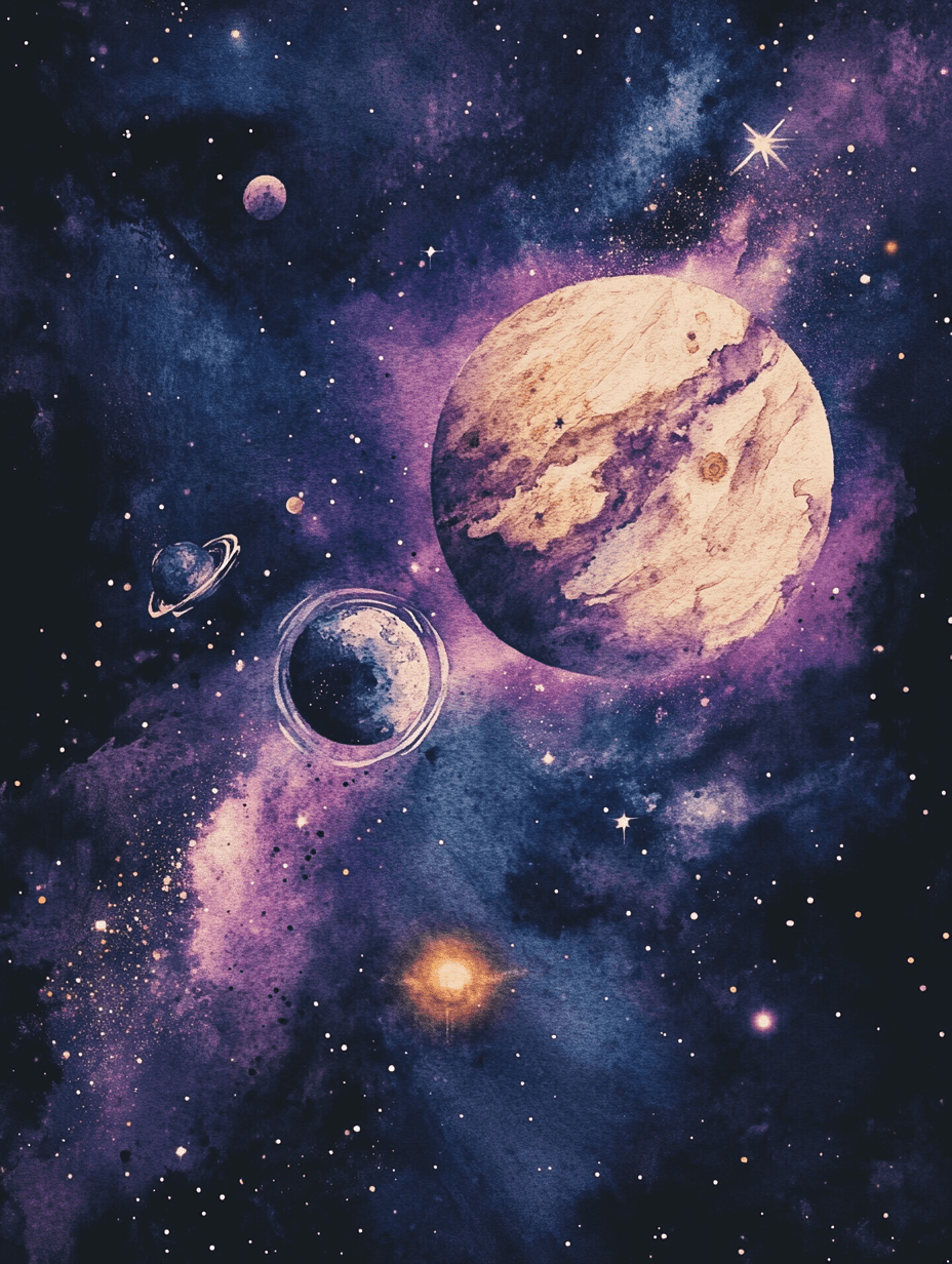 Cosmic Nebula Watercolor Painting/Canvas Art， Suitable for Living Room ...