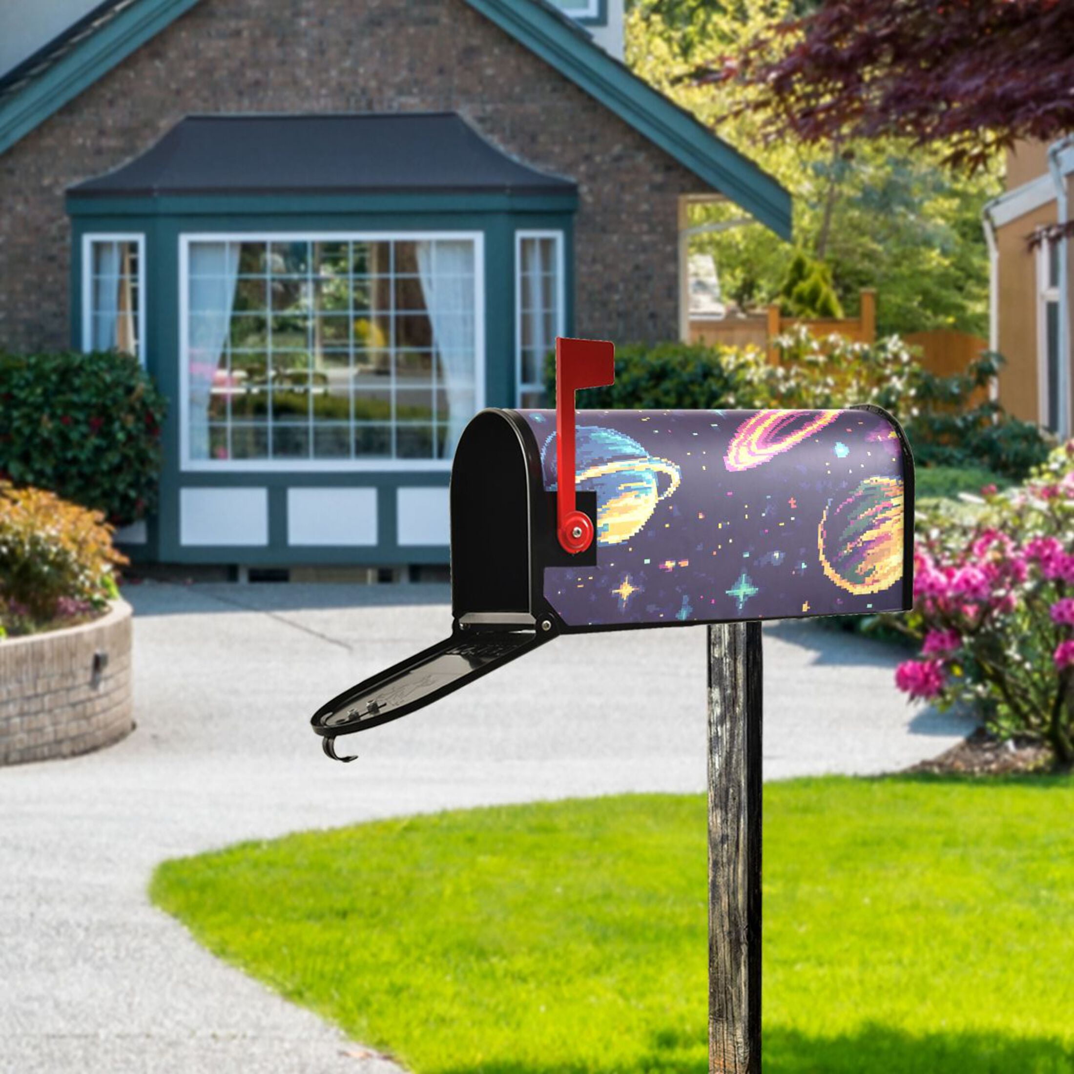 Cosmic Pixel_style Mailbox Cover Magnetic Standard Size Post Box Cover ...