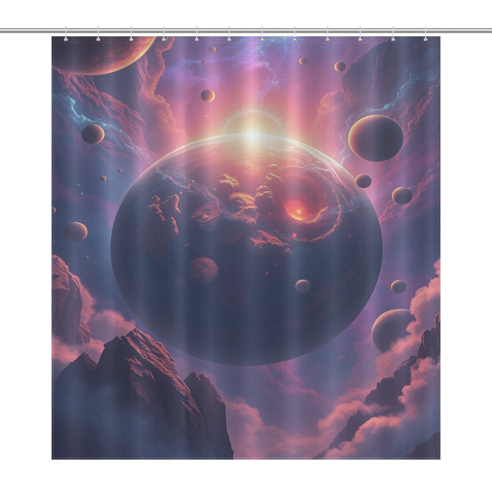 Cosmic Planet 3D Print Shower Curtain Polyester Bath Curtains With ...