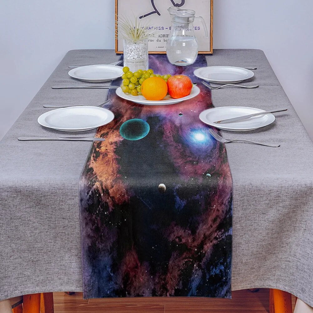 Cosmic Planet Galaxy Table Runner Luxury Home Dining Table Coffee Table Holiday Wedding Decor ...