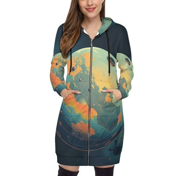 Cosmic Planet Hoodie Women Drawstring Sweatshirts Personality Loose ...