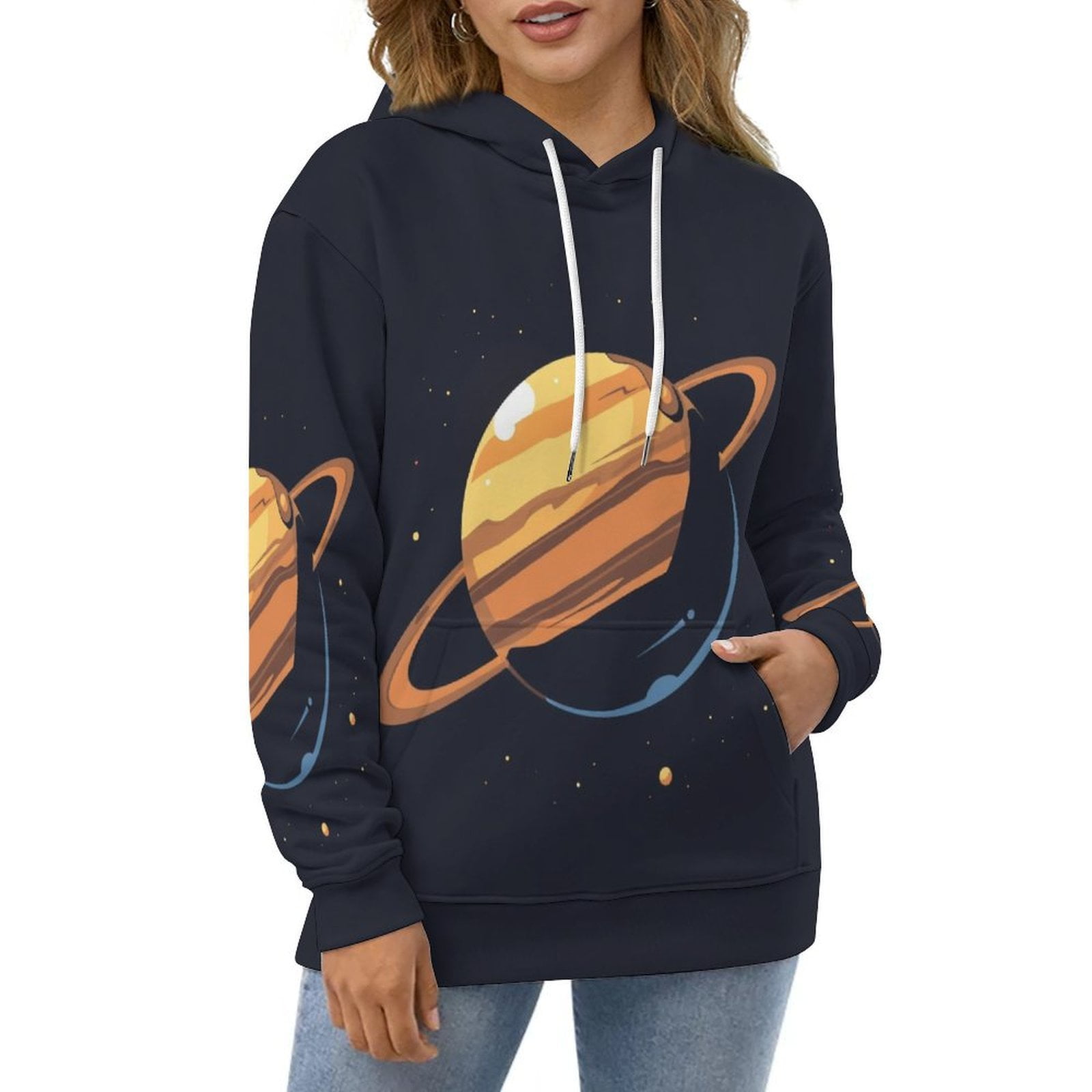 Cosmic Planet Hoodies Oversized Hoodie Couple Long Sleeve Cute Graphic ...
