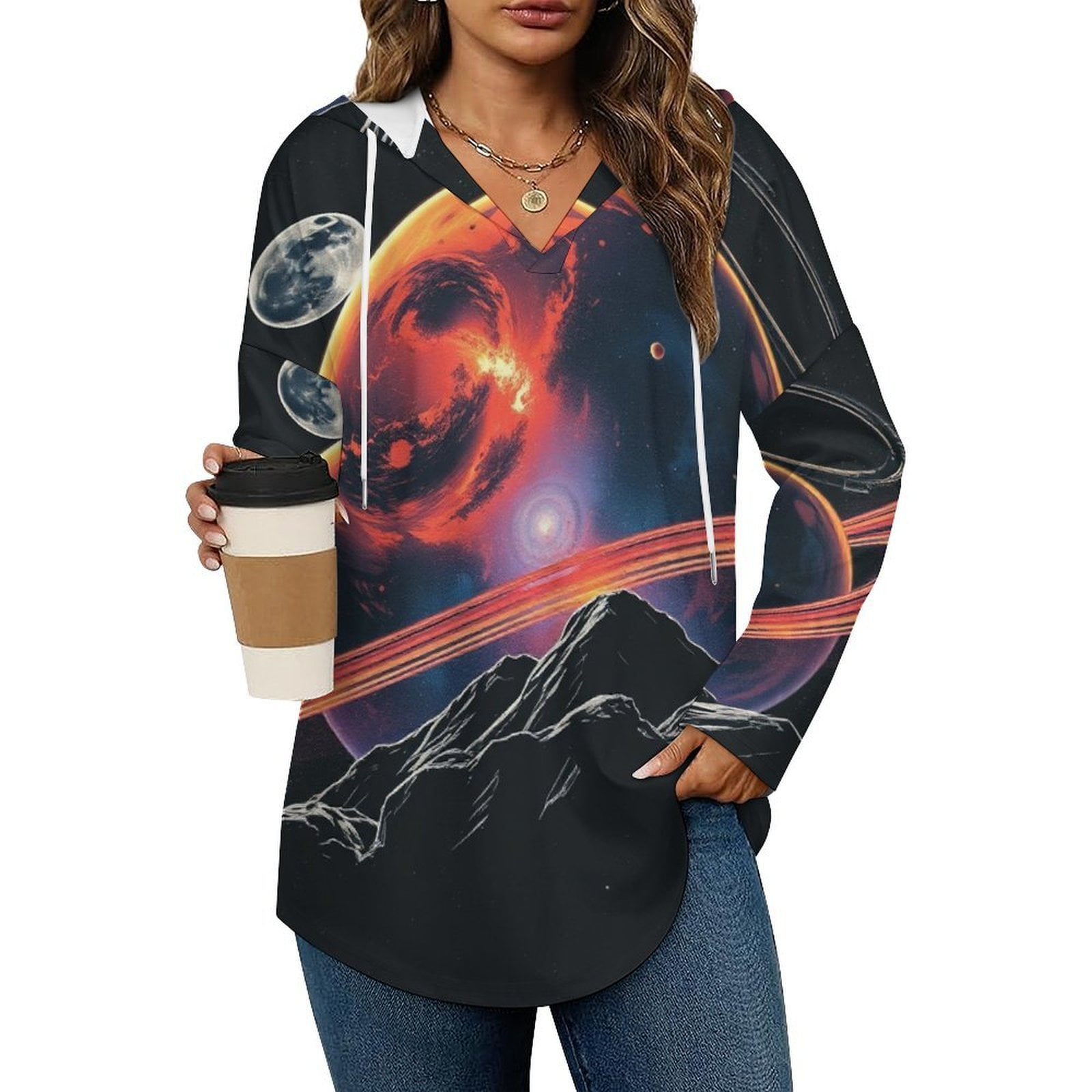 Cosmic Planet Long Sleeve For Women Spring Autumn Slim Fit Casual ...