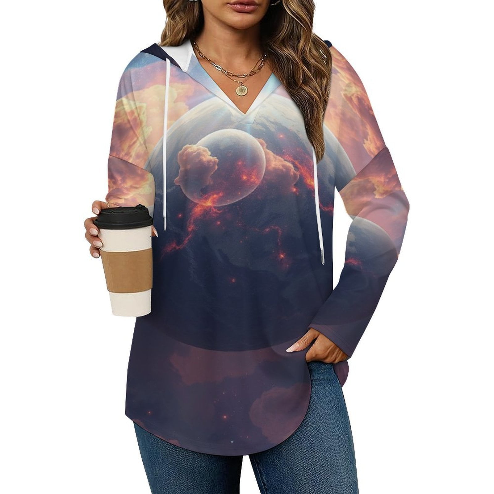 Cosmic Planet Long Sleeve For Women Spring Autumn Slim Fit Casual ...