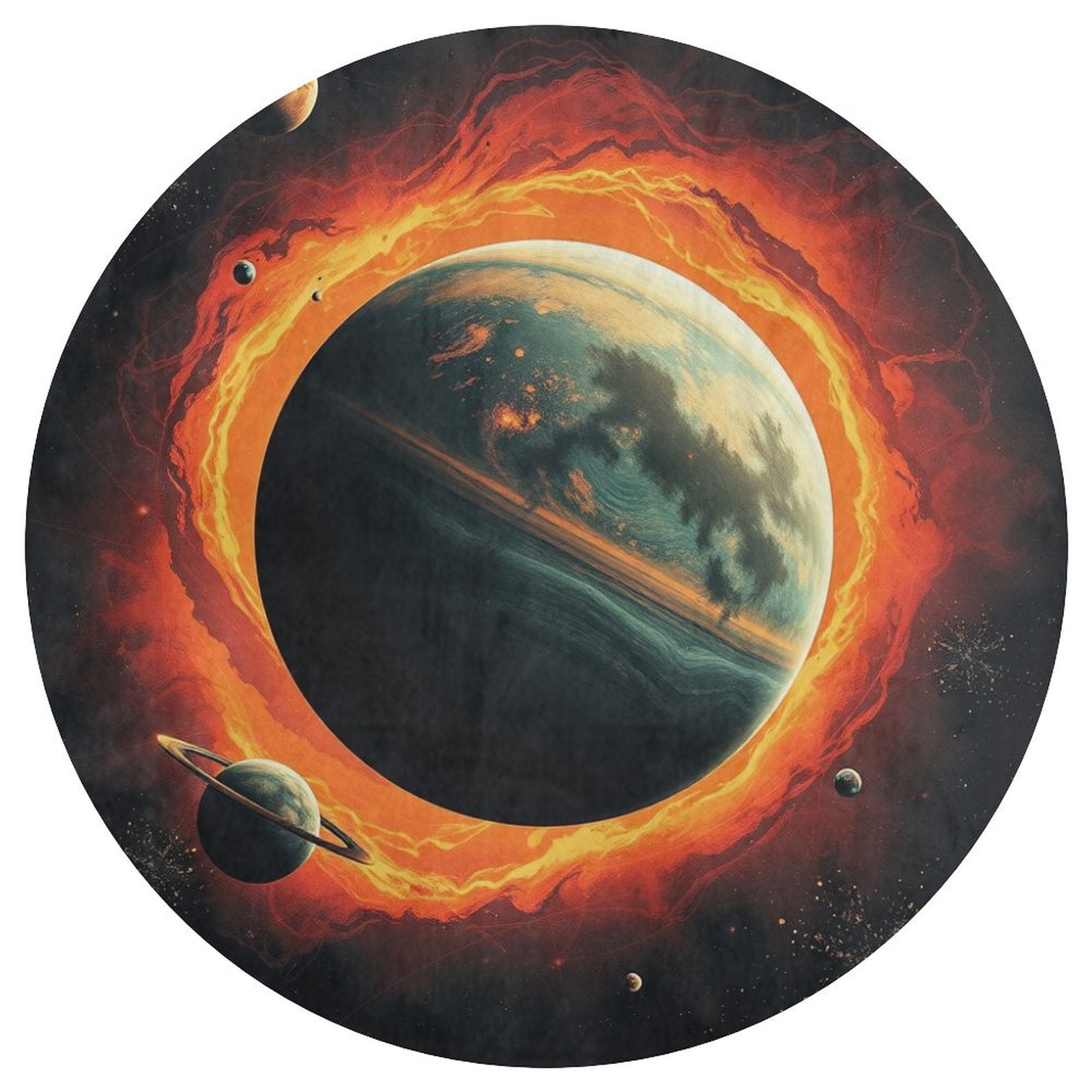 Cosmic Planet Round Area Rug Floor Carpets Washable Indoor Floor Area ...