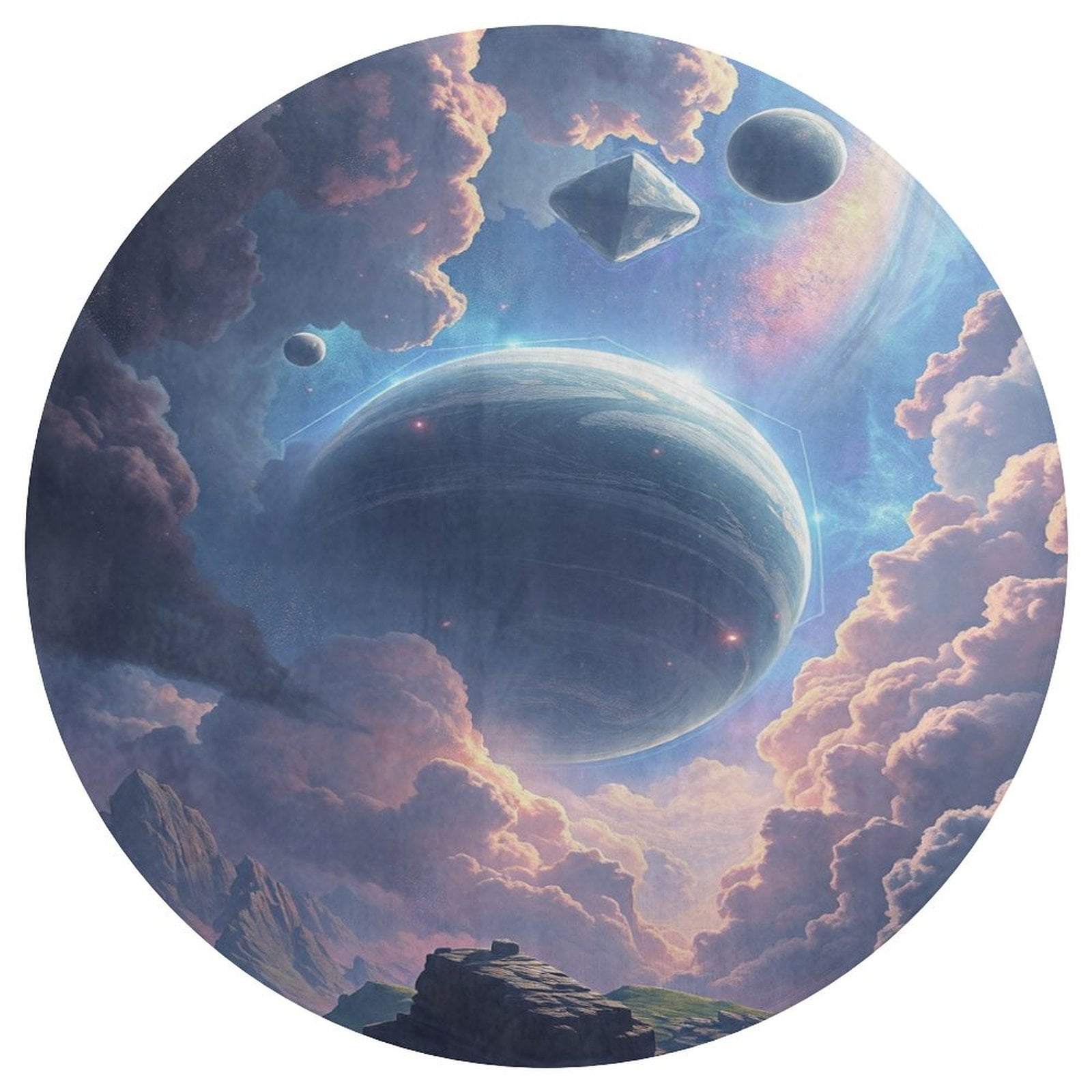 Cosmic Planet Round Area Rug Soft Sofa Nursery Carpet Floor Mat Non ...