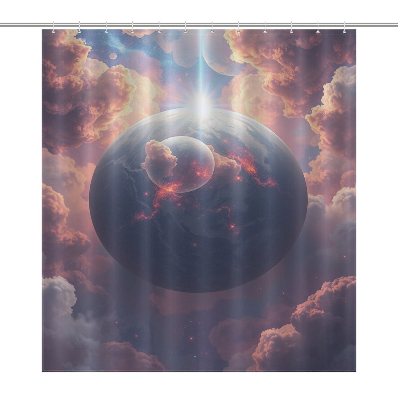 Cosmic Planet Shower Curtain Waterproof Bathroom Decorative 3D Printed ...