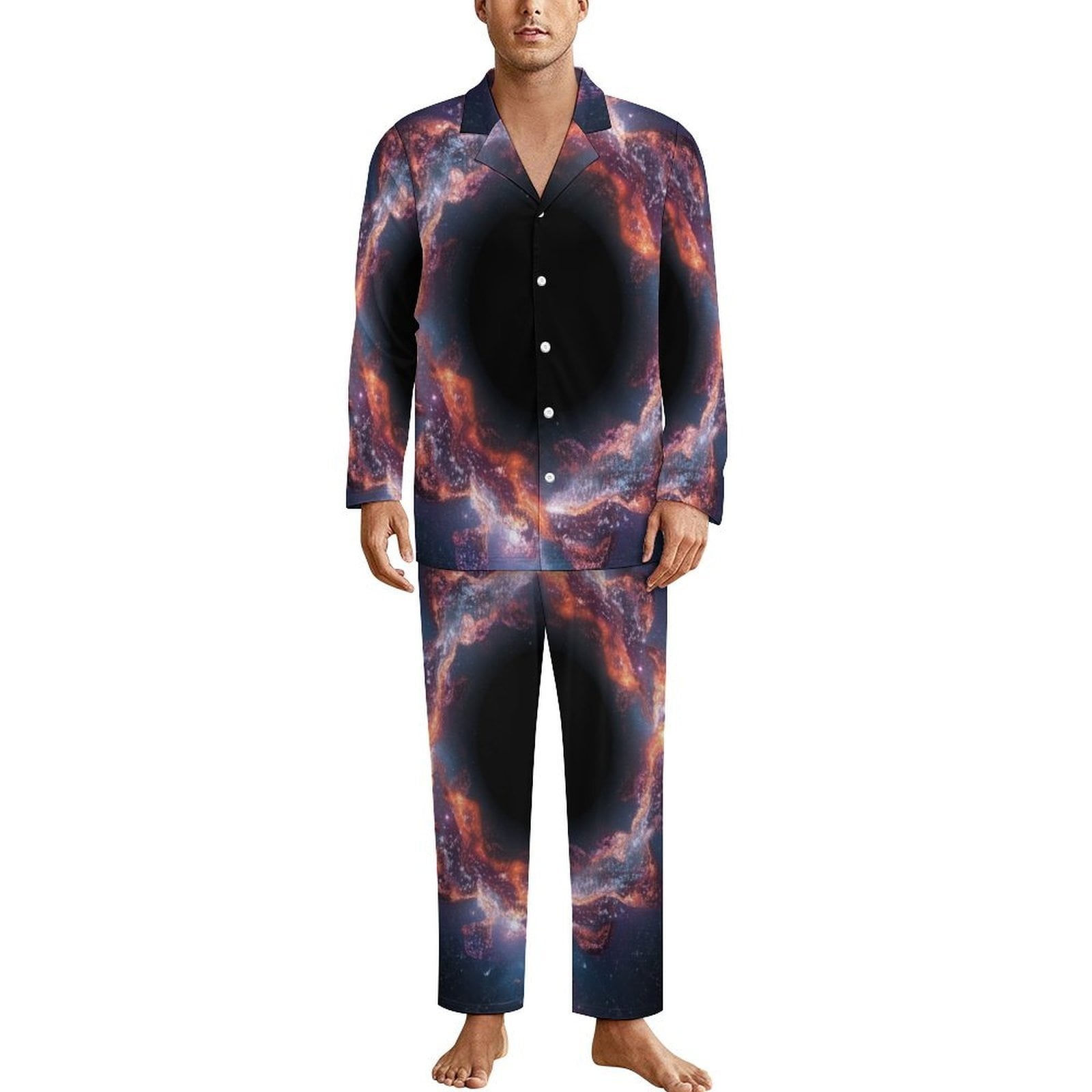 Cosmic Planet Sleepwear Autumn Casual Oversize Pajama Sets Man Long ...