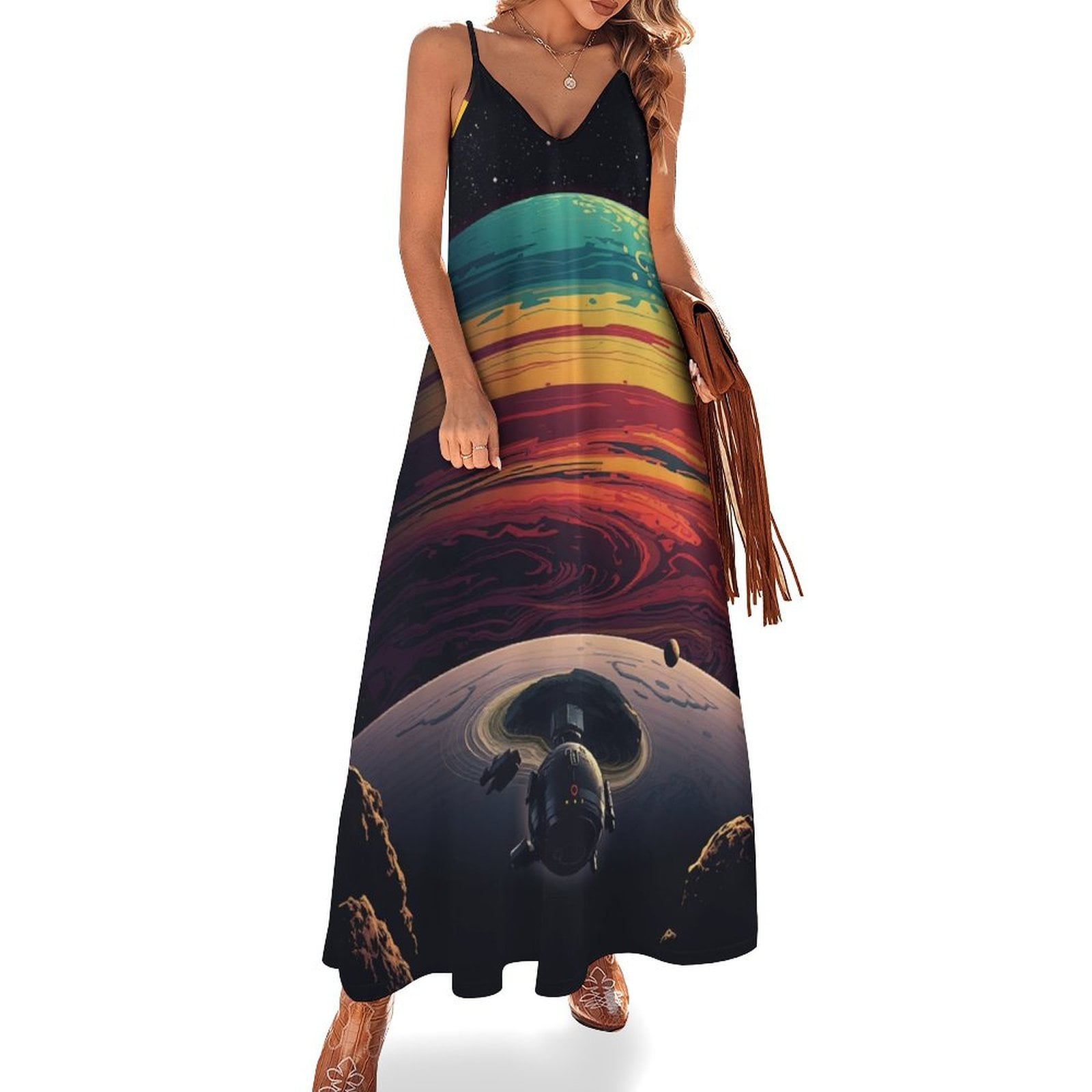 Cosmic Planet Sleeveless Dress Beach Outfits for Women Luxury Dress Dress Women Party Dresses ...