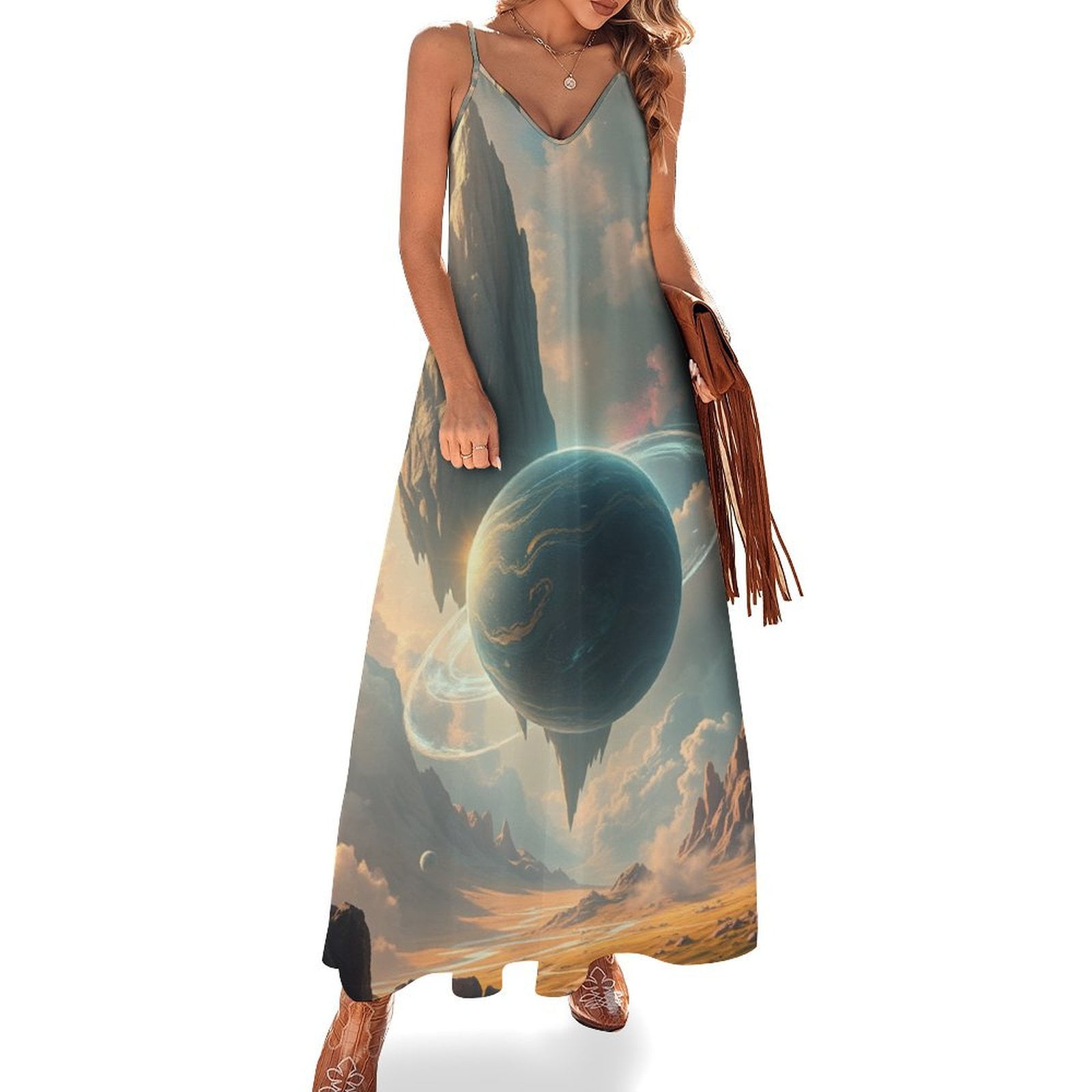 Cosmic Planet Sleeveless Dress Beach Outfits for Women Luxury Dress Dress Women Party Dresses ...