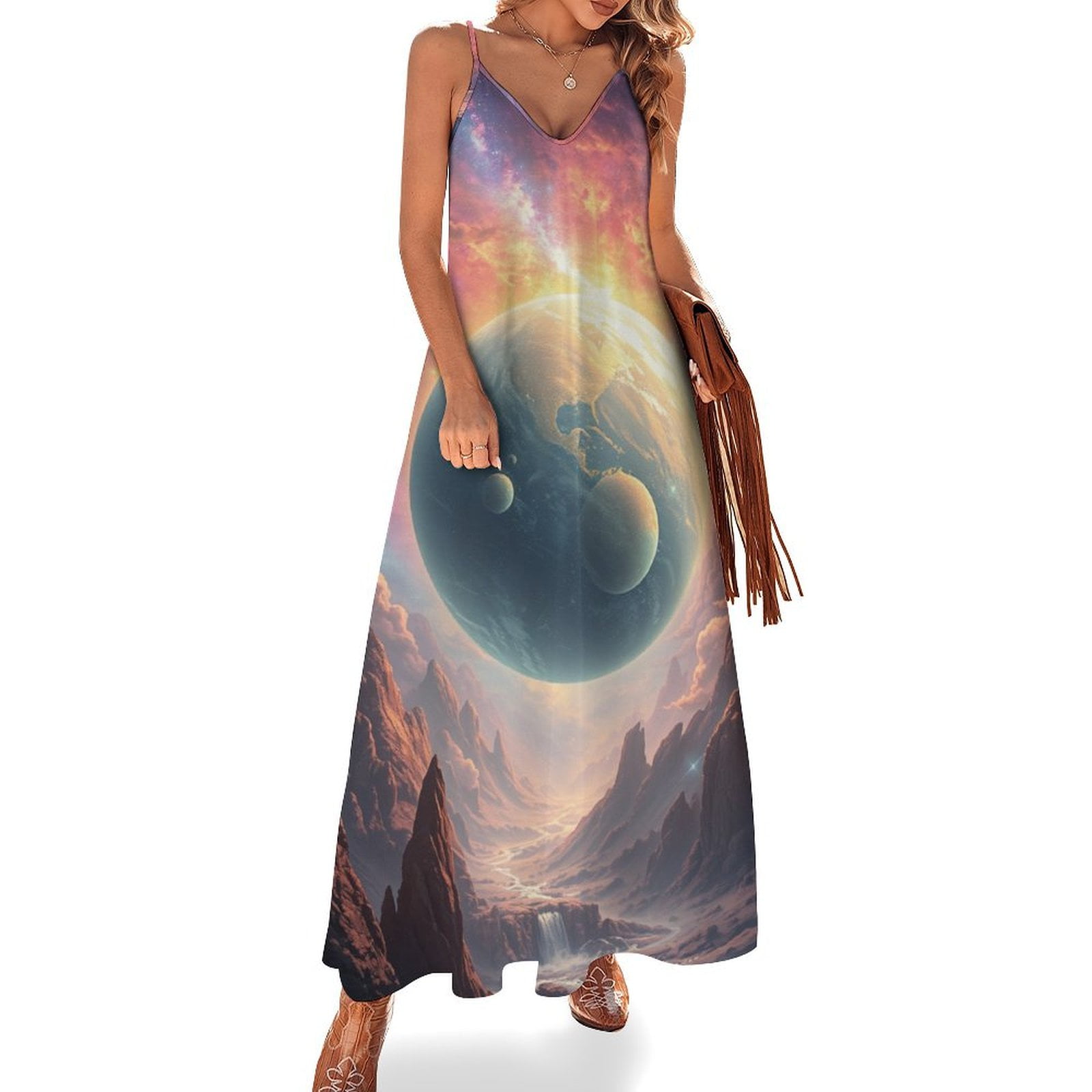 Cosmic Planet Sleeveless Dress Birthday Dresses for Women Clothing ...