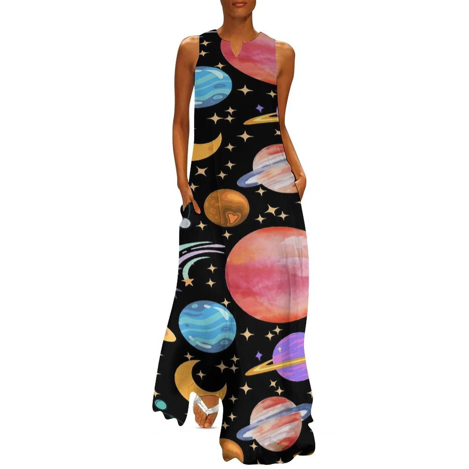 Cosmic Planet Stars Print Long Dress luxury evening dresses women ...