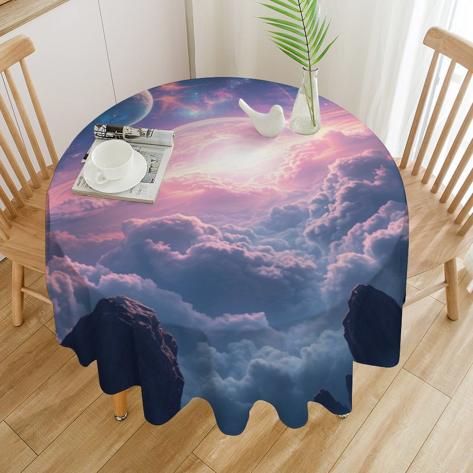 Cosmic Planet Table Cloth Round PVC Wedding Kitchen Dining Desk Table ...