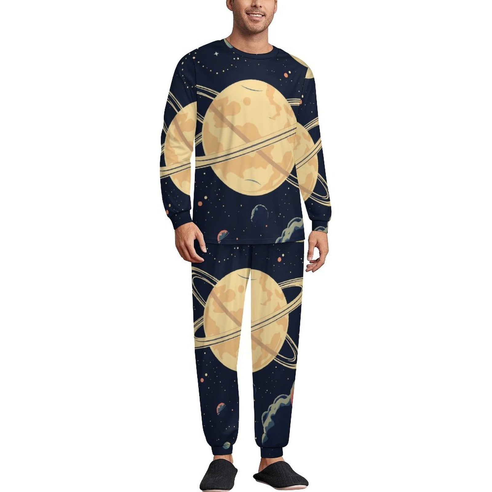 Cosmic Planetary Scene Pajamas Long Sleeves 2 Pieces Room Pajama Sets ...