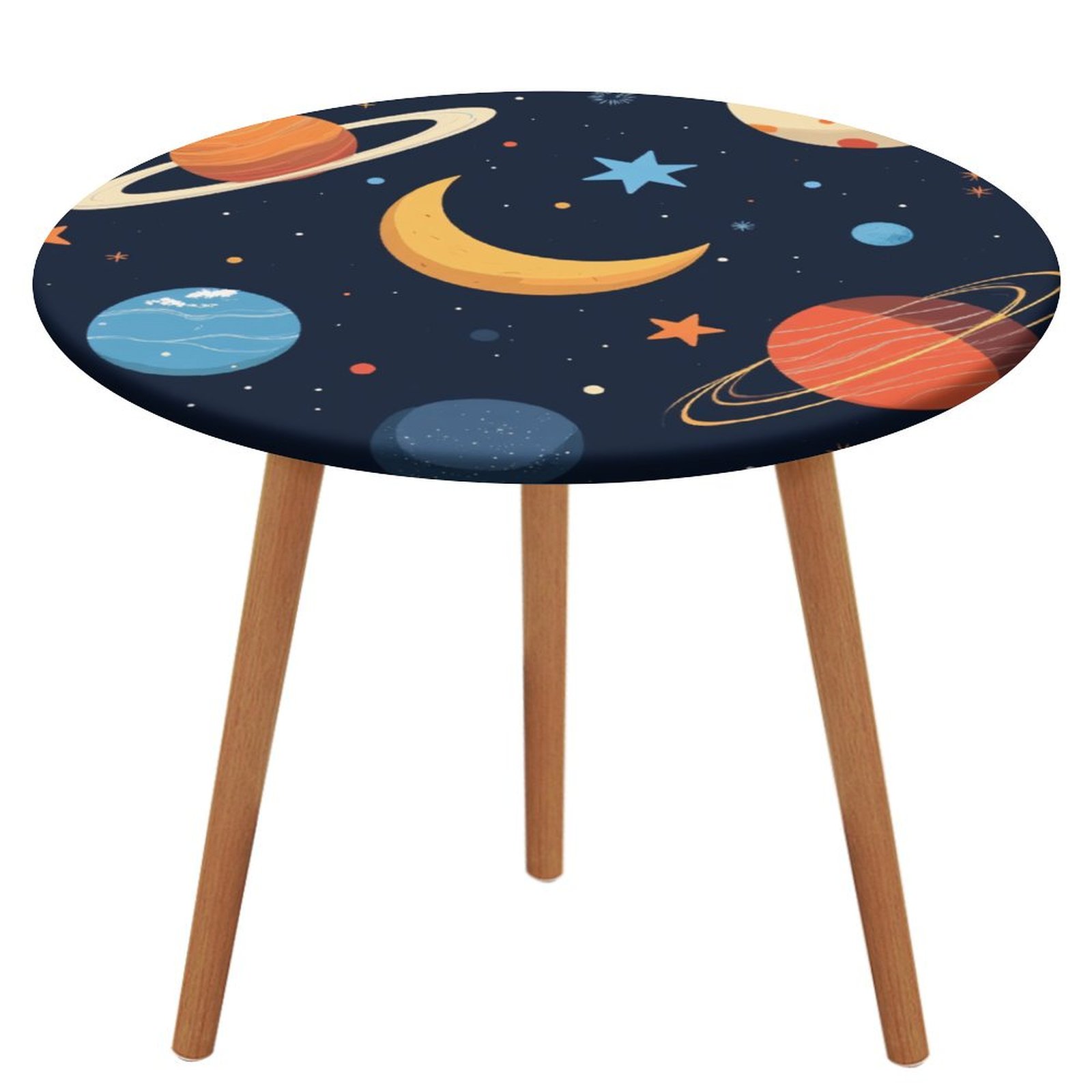 Cosmic Planets Night Sky Pattern Round Tablecloth Waterproof Elastic ...