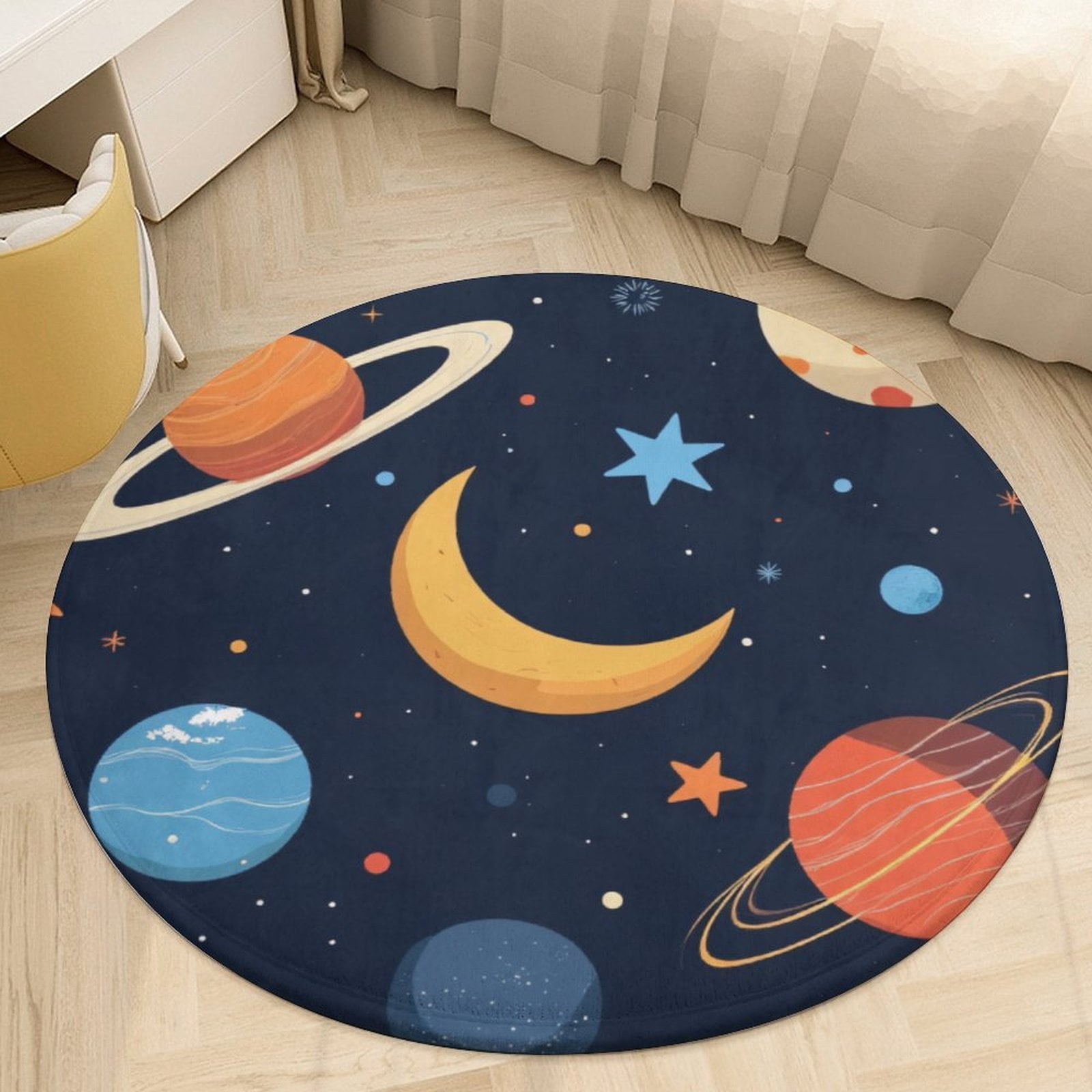 Cosmic Planets Night Sky Round Area Rugs for Bedroom Living Room, 6FT ...