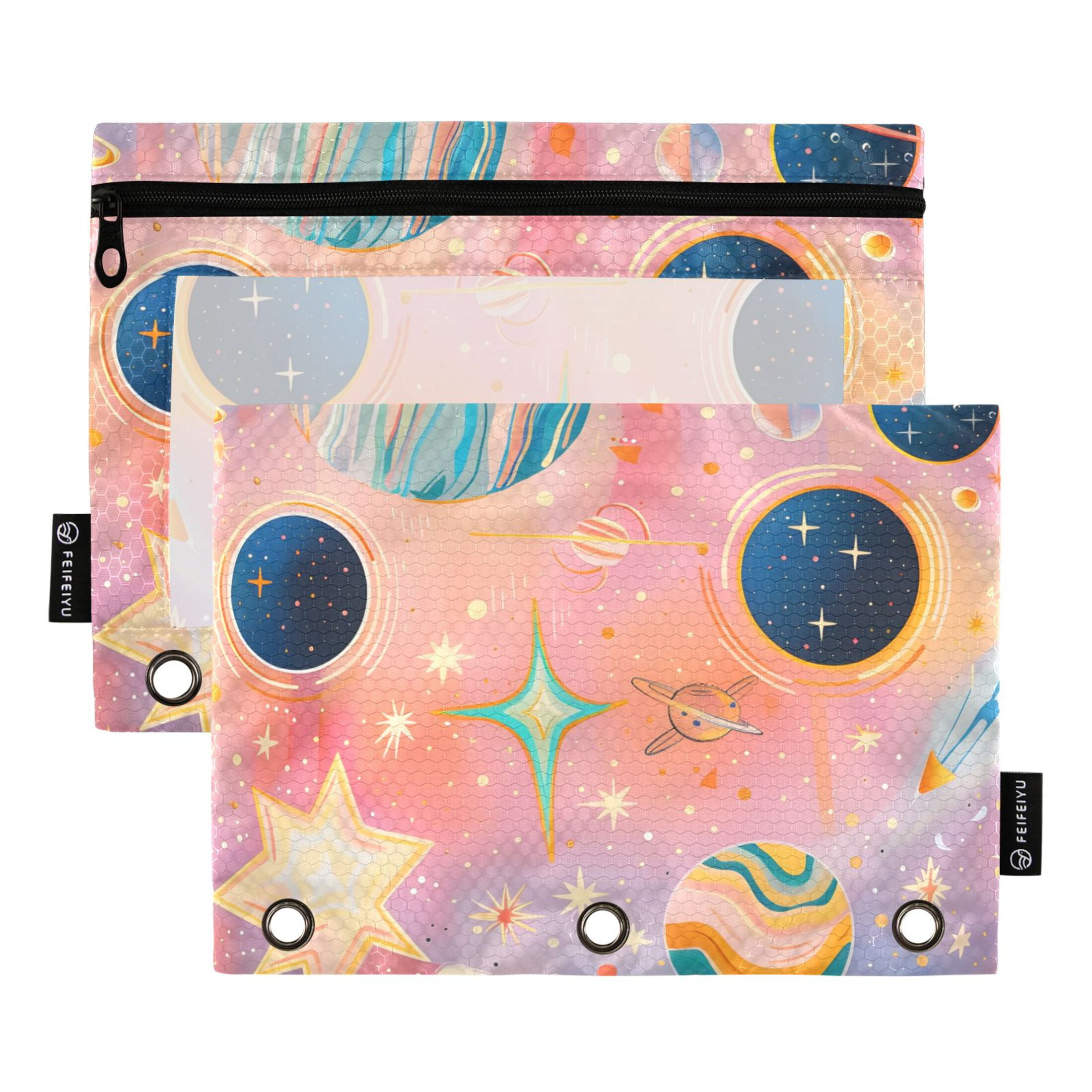 Cosmic Planets and Galaxy Binder Pouches Zipper Pocket Document Storage ...
