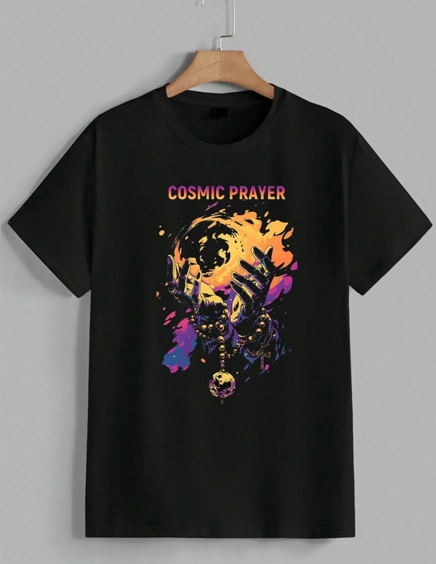 Cosmic Prayer Art Hands Galaxy Spirituality Astrology Graphic T-Shirt ...
