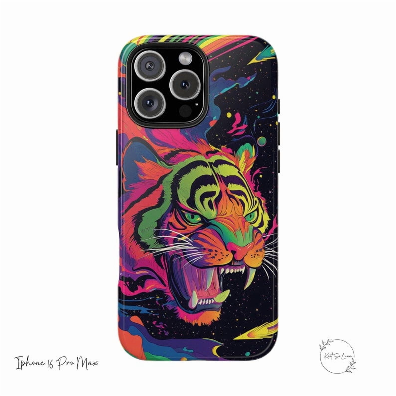 Cosmic Psychedelic Tiger Phone Case for iPhone 11 12 13 14 15 16 Pro ...