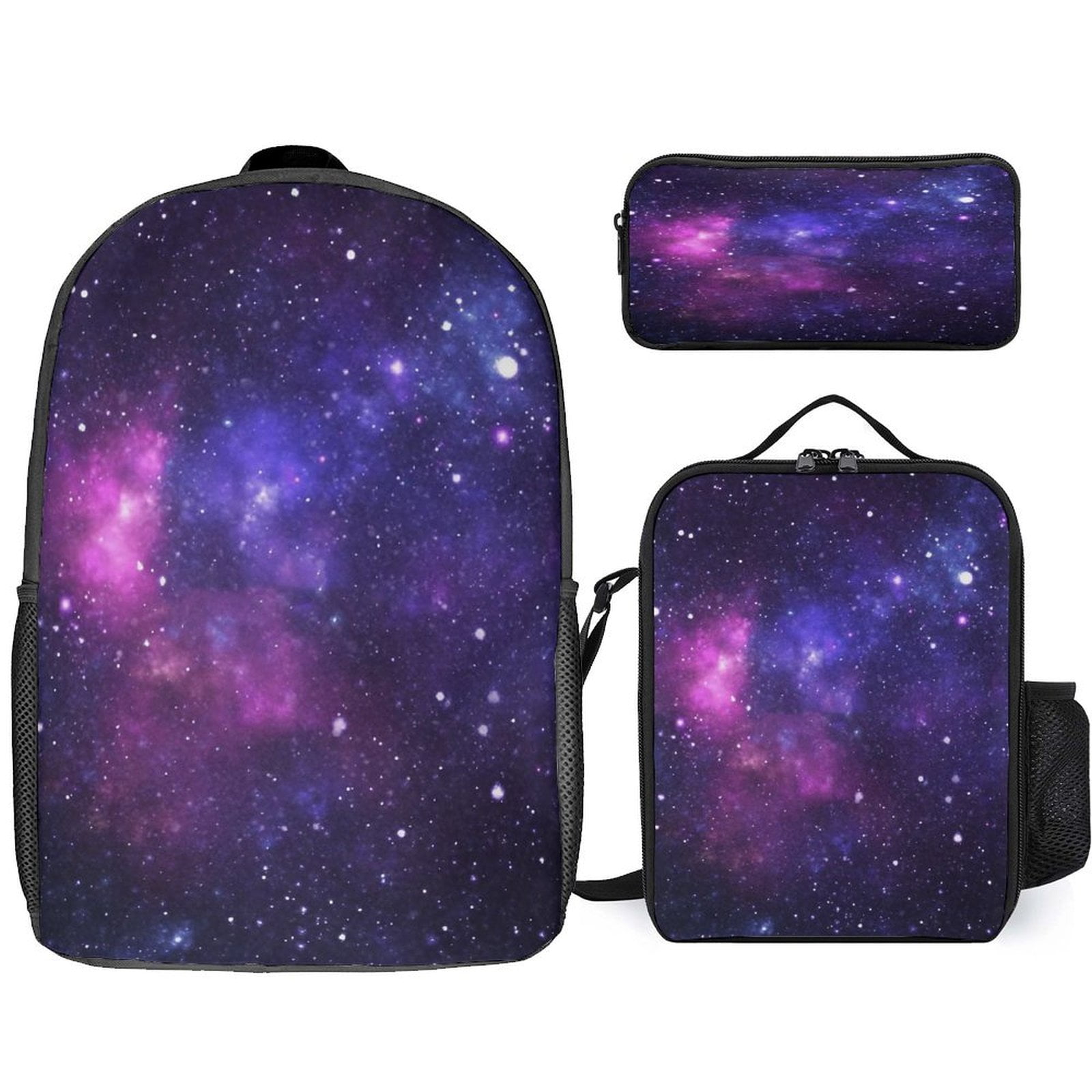 Cosmic Purple Nebula 3Set Bags for TeenCasual Women Backpack Bookbag ...