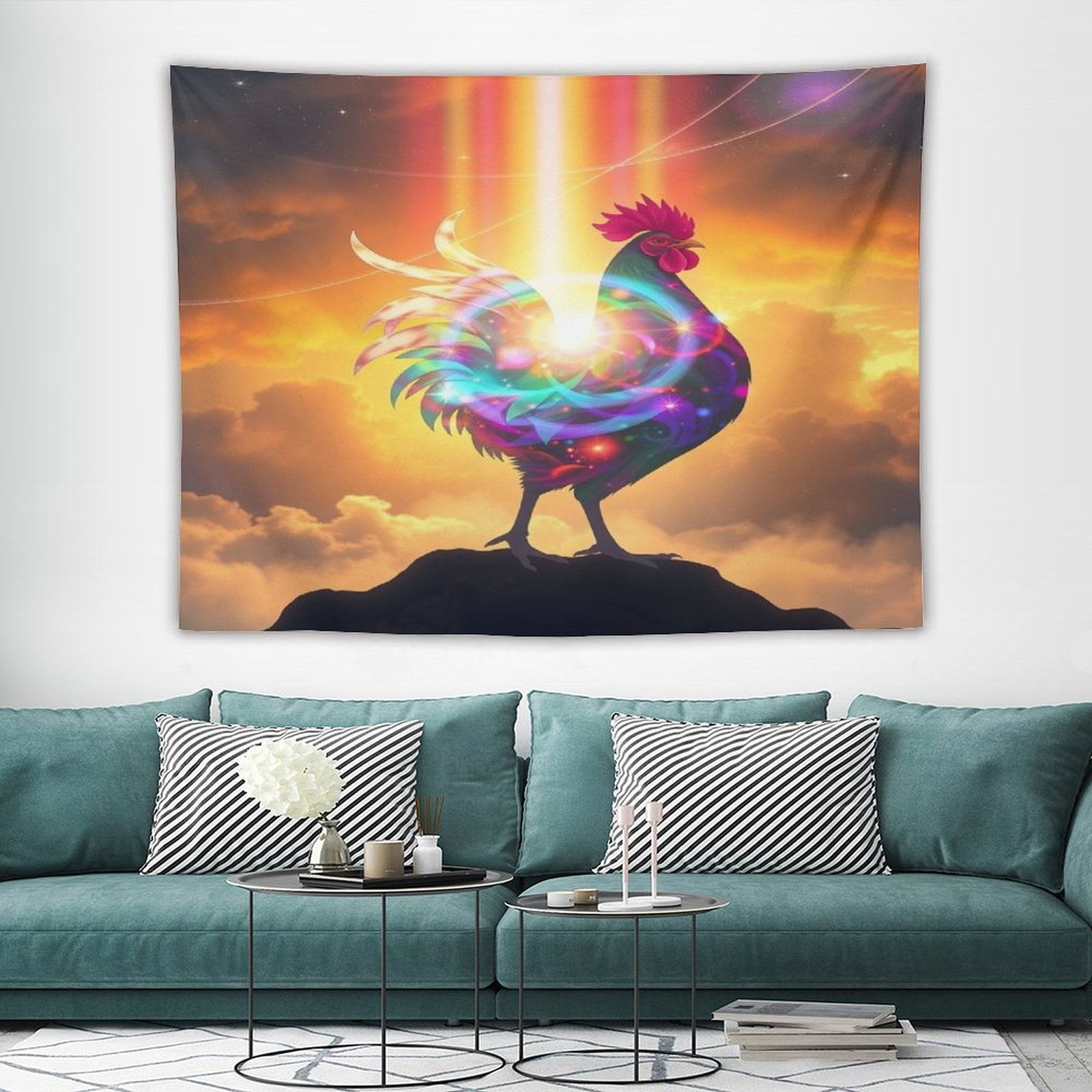 Cosmic Rooster Sunrise Wall Tapestry Poster Mall Hanging Background ...