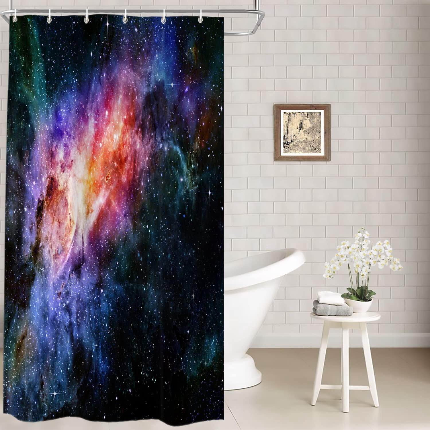 Cosmic Scenery Shower Curtain Deep Outer Space with Stars Nebula ...