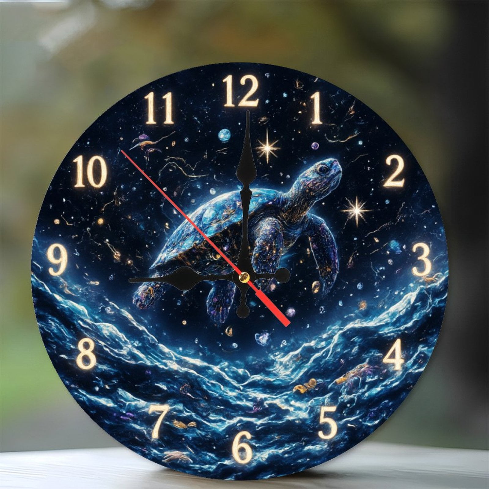 Cosmic Sea Turtle Clock Wall Decor Ocean Animal Art 10-Inch Silent ...