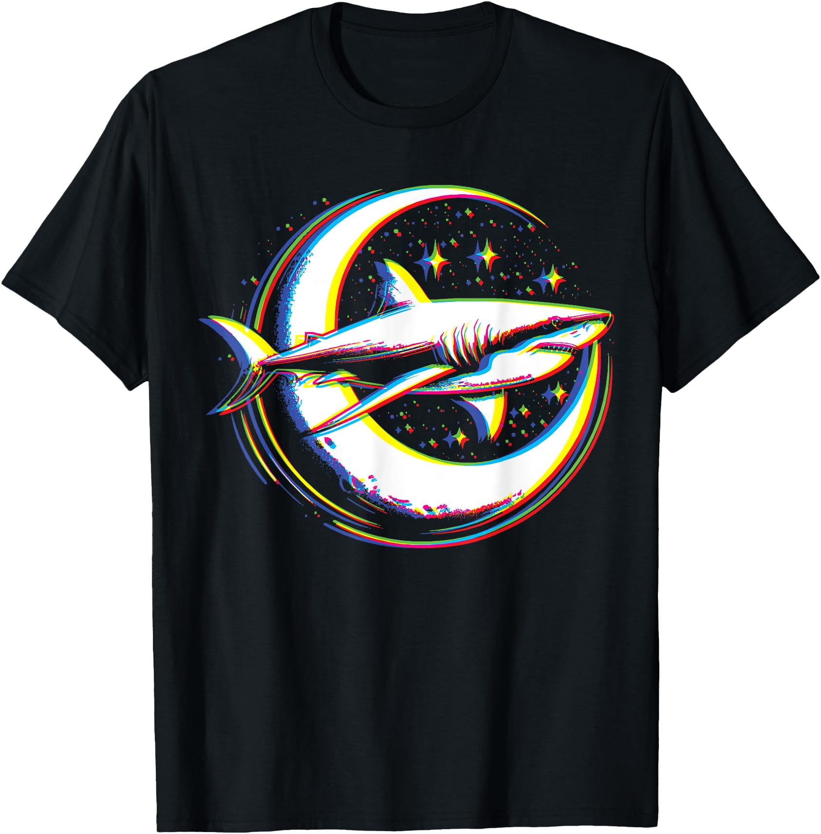 Cosmic Shark In Front Of The Moon - Supernatural Visual Space T-shirt ...
