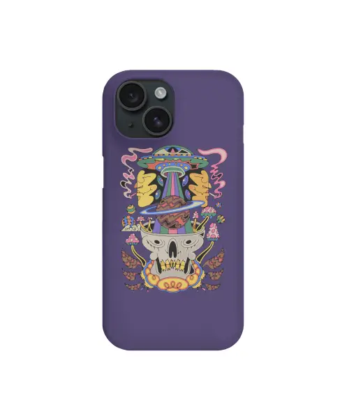 Cosmic Skeleton Head Abduction Alien UFO Art Phone Case for iPhone 16 ...