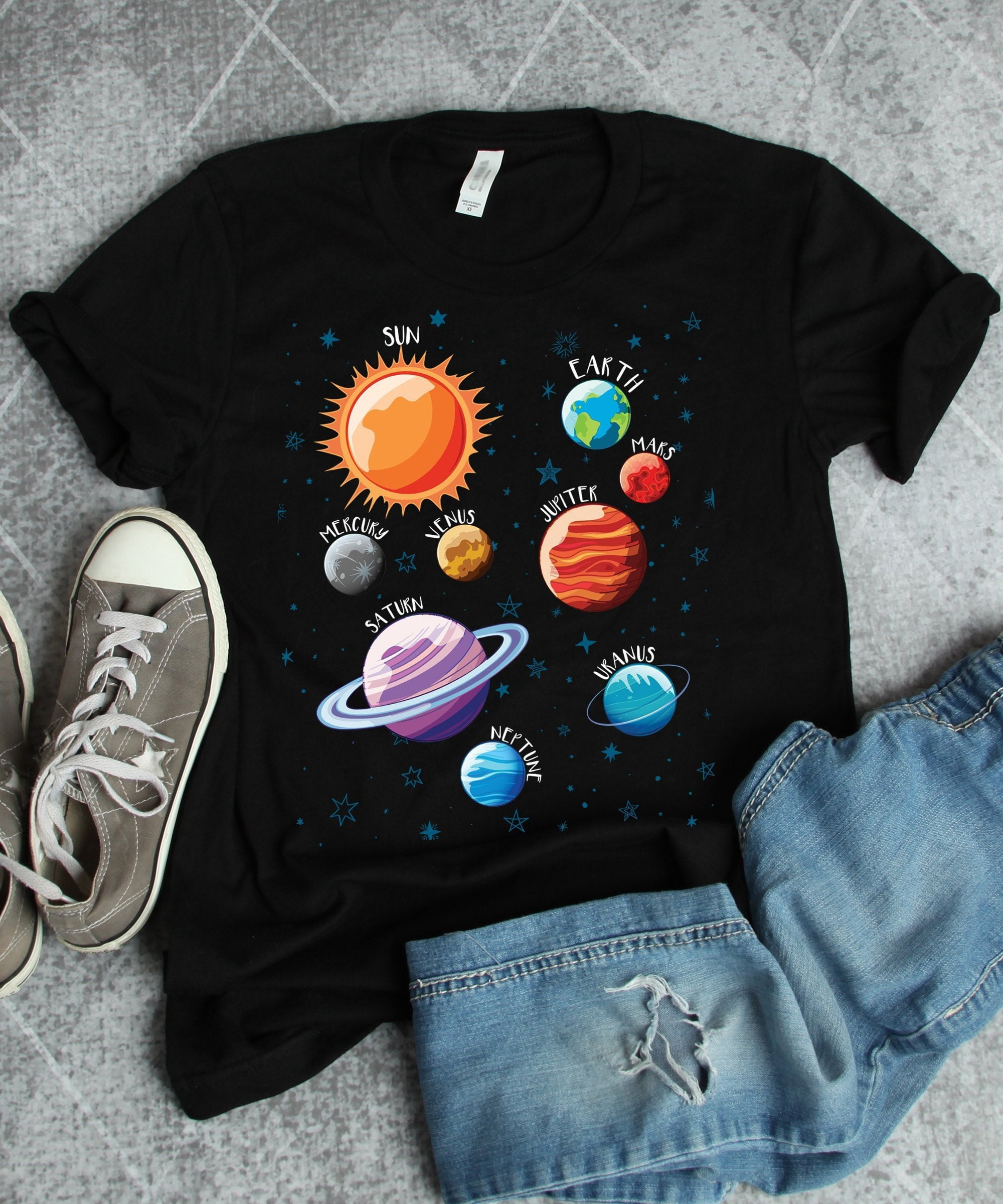 Cosmic Solar System Planets Graphic T-Shirt for Outer Space Art ...