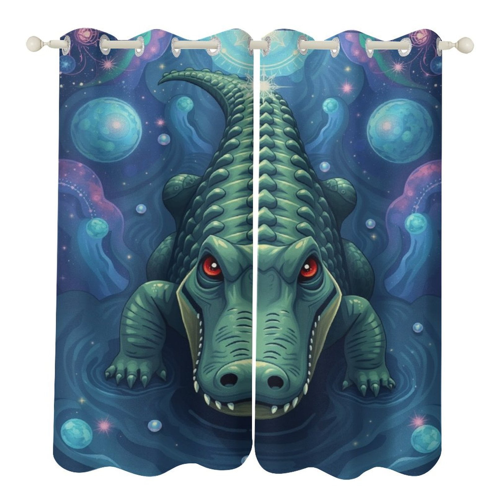 Cosmic Space Gator Window Drapes For Kids Boys Girls Bedroom Blackout ...
