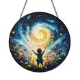Cosmic Space Scene Stained Glass Style Suncatcher – Round Window ...