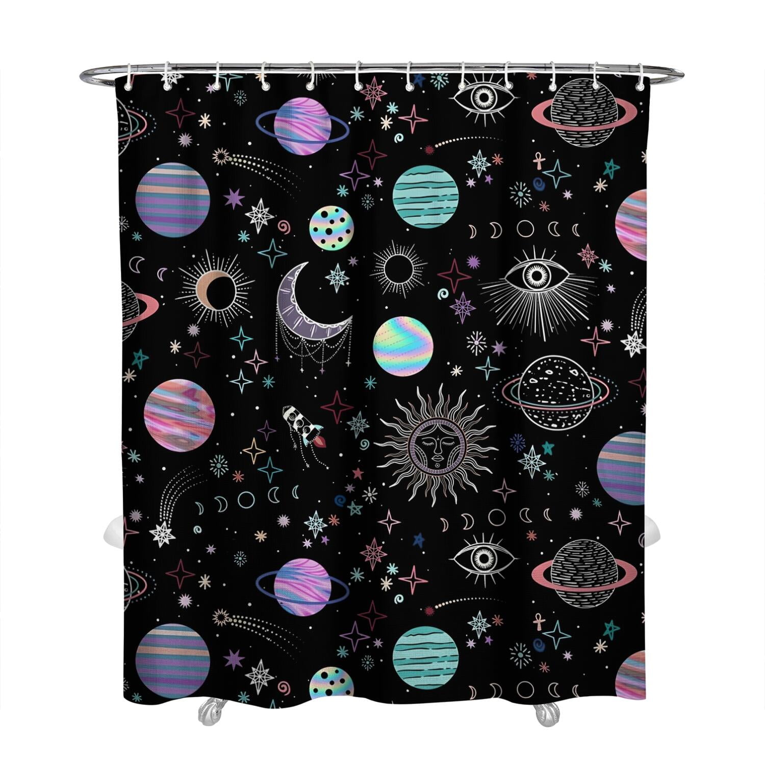 Cosmic Space Shower Curtain, Sci-fi Lovers Space Geek Star Moon Nebula ...