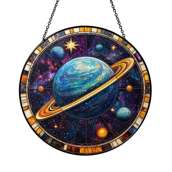 Cosmic Space Stained Glass Suncatcher – Planet Window Decor - Walmart.com