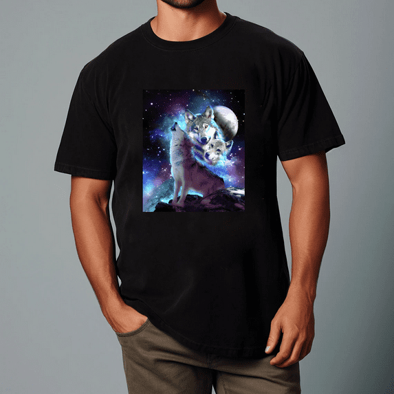 Cosmic Space Wolf Family Howling At Moon Galaxy Graphic Unisex T-Shirt ...