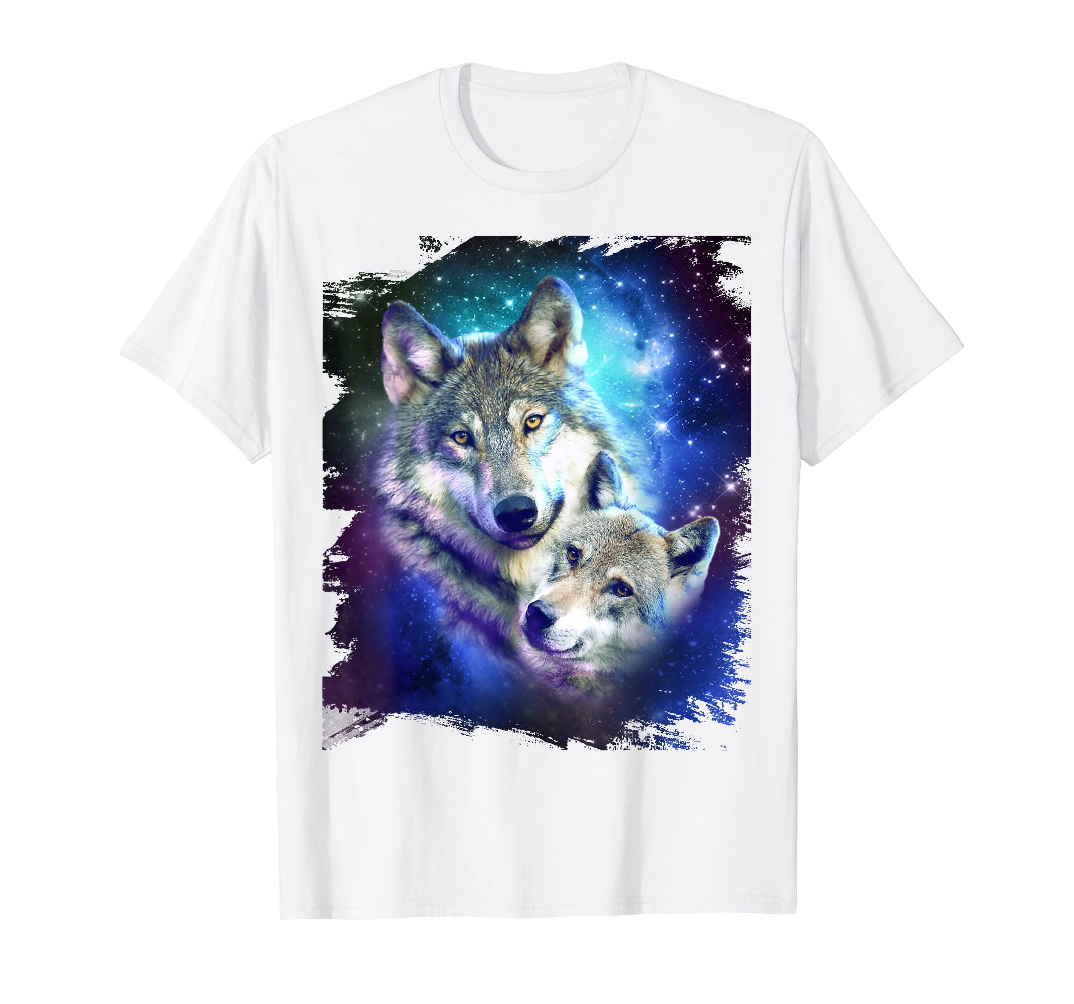 Cosmic Space Wolf Family Wolves Face T-Shirt - Walmart.com