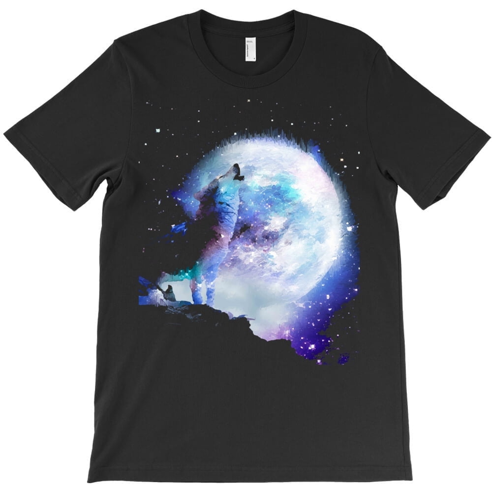 Cosmic Space Wolf Wolves Howling At Moon Funny Galaxy Animal Graphic ...