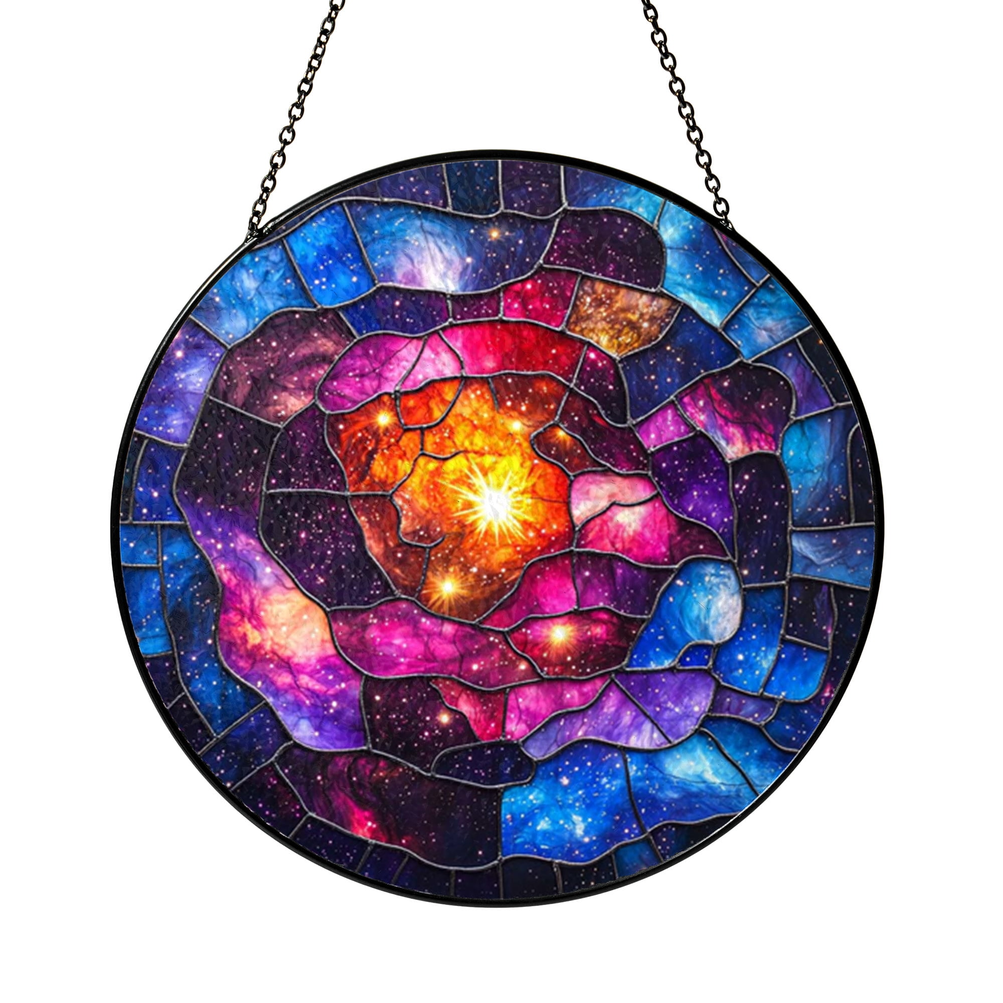 Cosmic Spiral Galaxy Stained Glass Suncatcher Window Hanging Decor ...