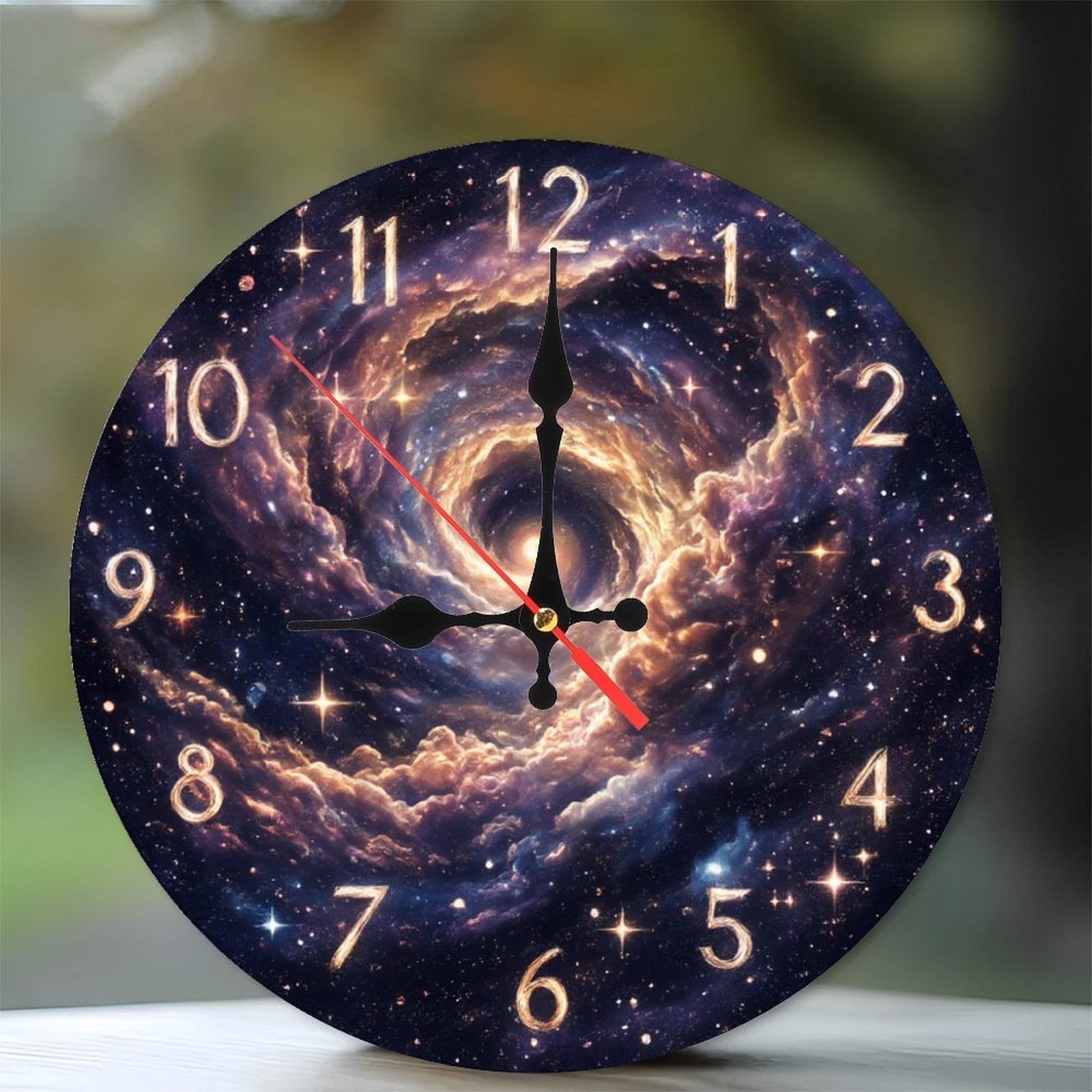 Cosmic Starry Spiral Clock Wall Art Home Decor 10-Inch Silent Wooden ...