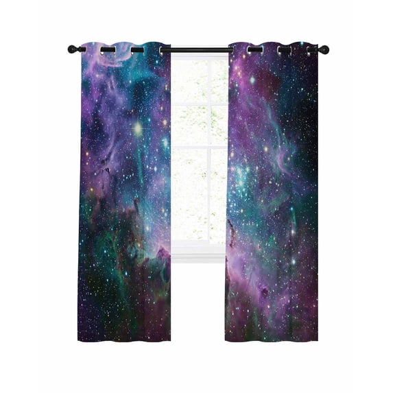 Cosmic Stars Blackout Curtains 45 Inch Length Purple Pink Starry Sky ...
